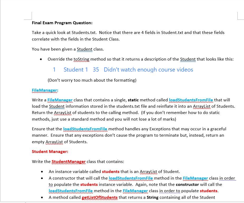 Solved Final Exam Program Question: Take a quick look at | Chegg.com