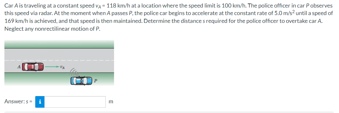 Solved Car A is traveling at a constant speed vA=118 km/h at | Chegg.com
