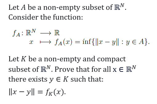 Solved Let A be a non-empty subset of RN. Consider the | Chegg.com