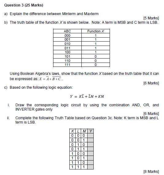 Solved Question 3 (25 Marks) a) Explain the difference | Chegg.com