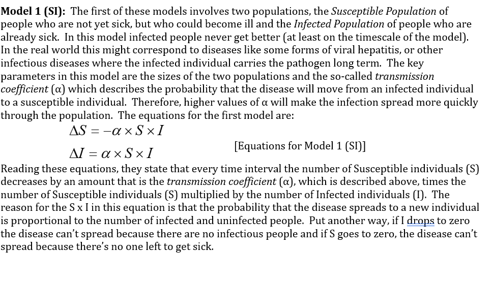 Solved Model 1 (SI): The first of these models involves two | Chegg.com