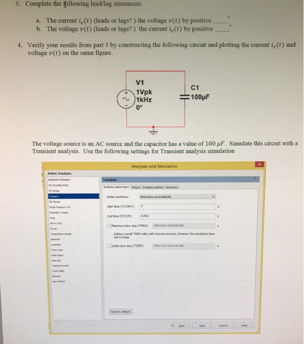 Solved Exercise 1: AC Circuit Time Domain In this exercise, | Chegg.com