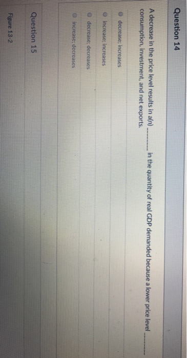 Solved Question 14 A Decrease In The Price Level Results In 4909