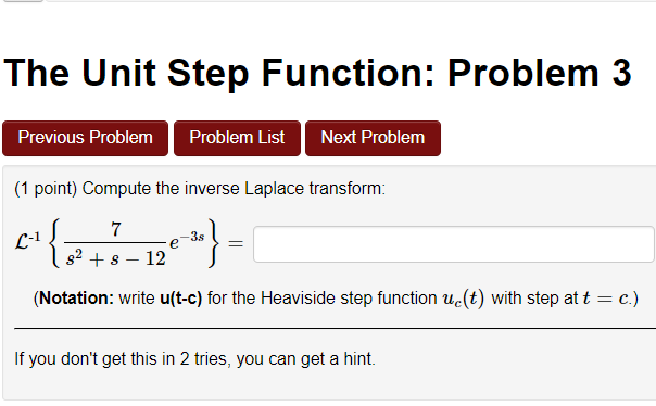 Solved The Unit Step Function: Problem 3 Previous Problem | Chegg.com