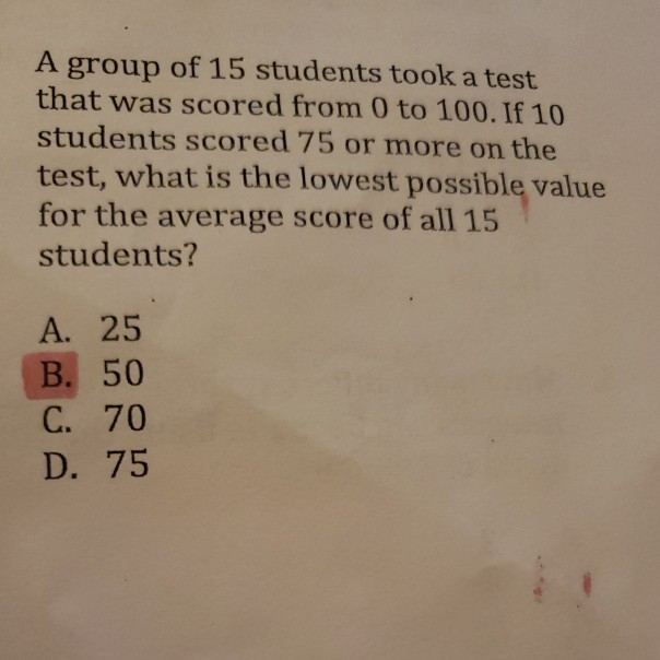 Solved A group of 15 students took a test that was scored | Chegg.com