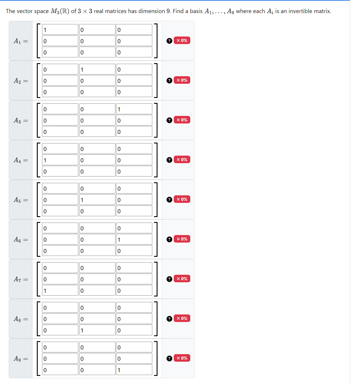 Solved The vector space M3(R) of 3×3 ﻿real matrices has | Chegg.com