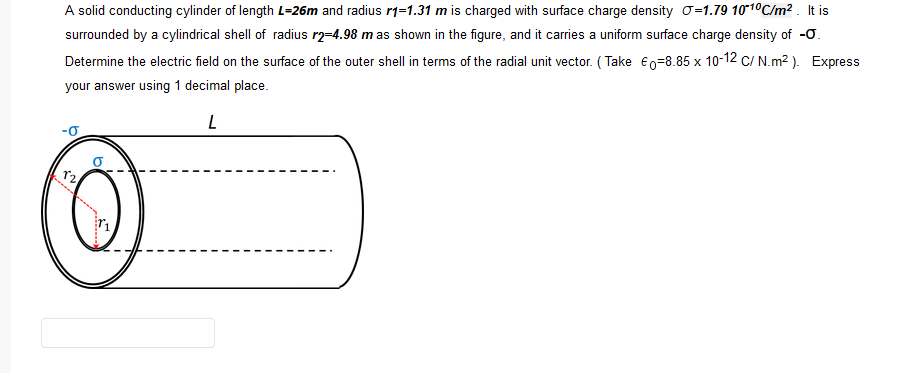 Solved A solid conducting cylinder of length L=26m and | Chegg.com