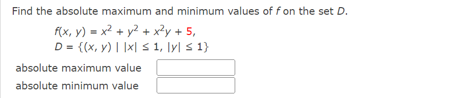 Solved Find the absolute maximum and minimum values of f on | Chegg.com