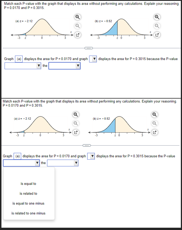 Solved Match each P-value with the graph that displays its | Chegg.com