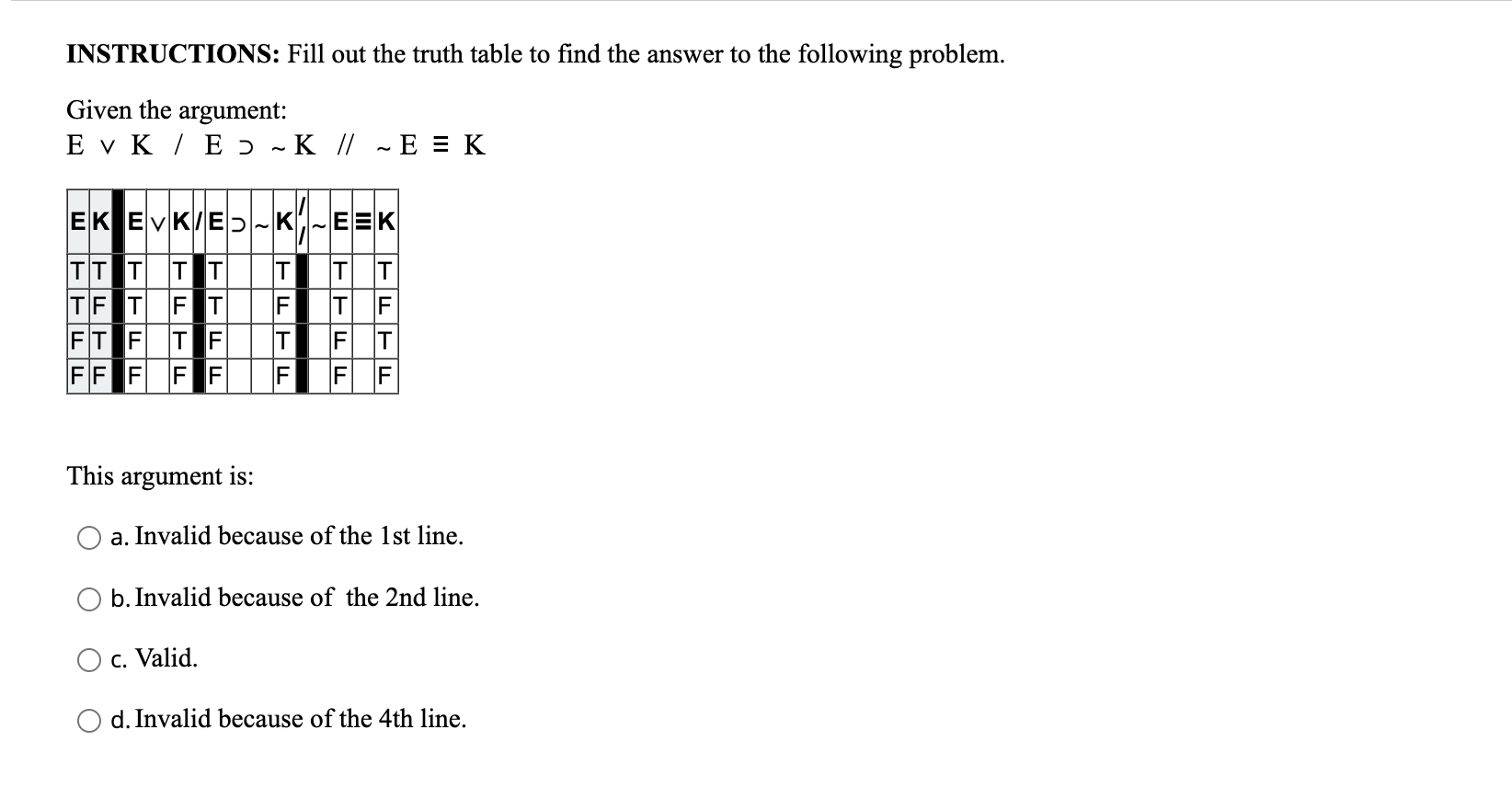 Solved INSTRUCTIONS: Fill out the truth table to find the | Chegg.com