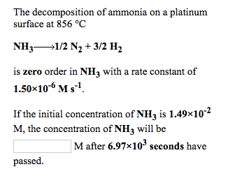 Solved The decomposition of ammonia on a platinum surface at | Chegg.com