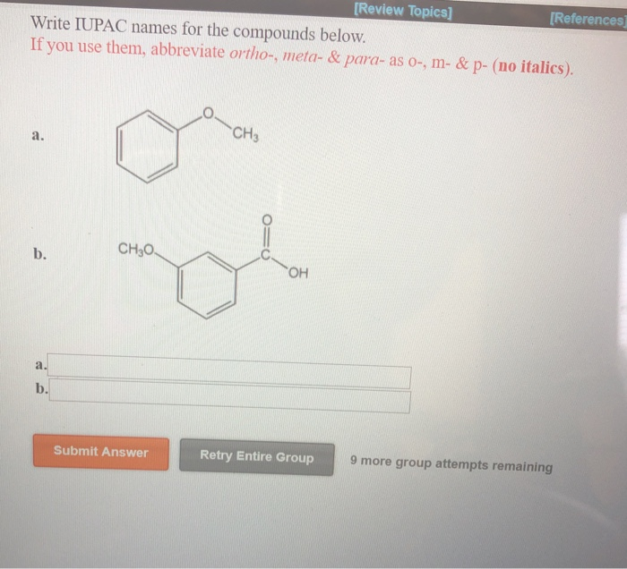 Solved [Review Topics] [References Write IUPAC names for the | Chegg.com