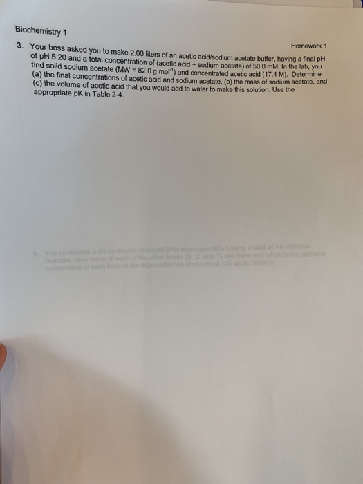 Solved Biochemistry 1 Name: 1. For the reaction A Homework 1 | Chegg.com