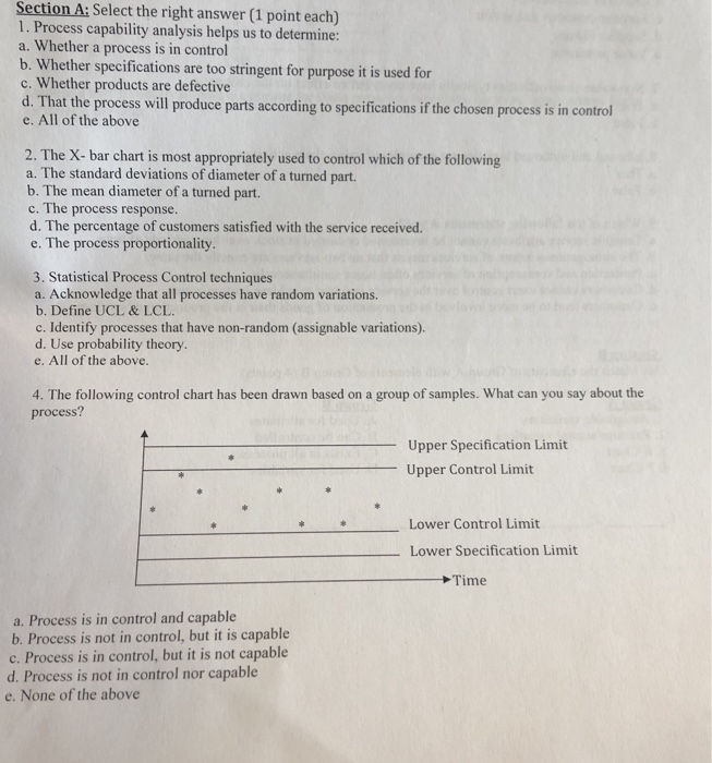 Solved Section A: Select the right answer (1 point each) 1. | Chegg.com