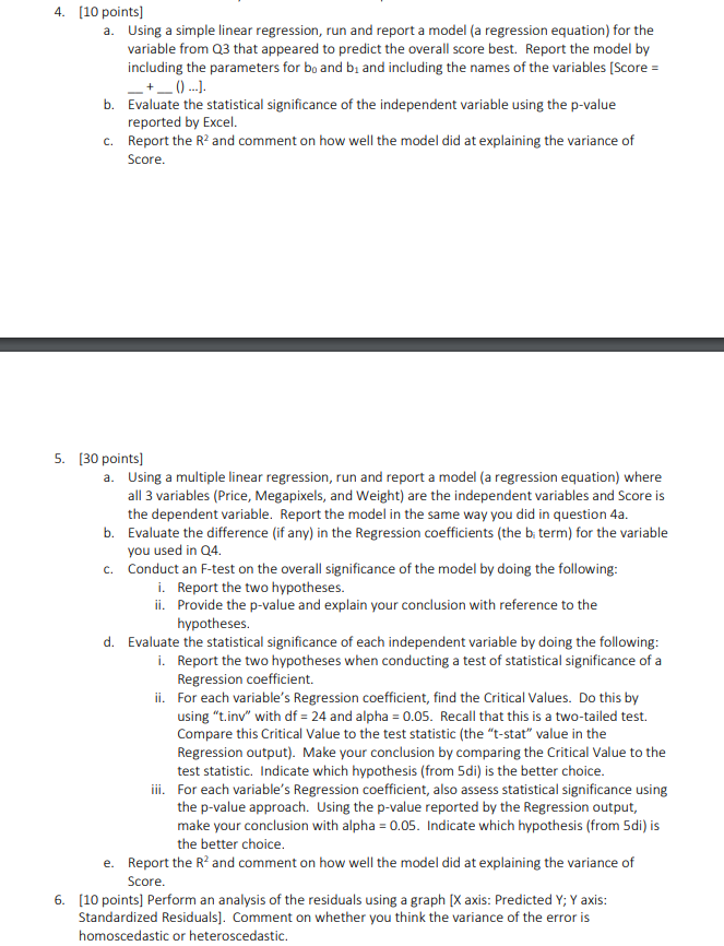 Solved Observation Score 66 12 66 SS anas Price (s) Megapixe | Chegg.com