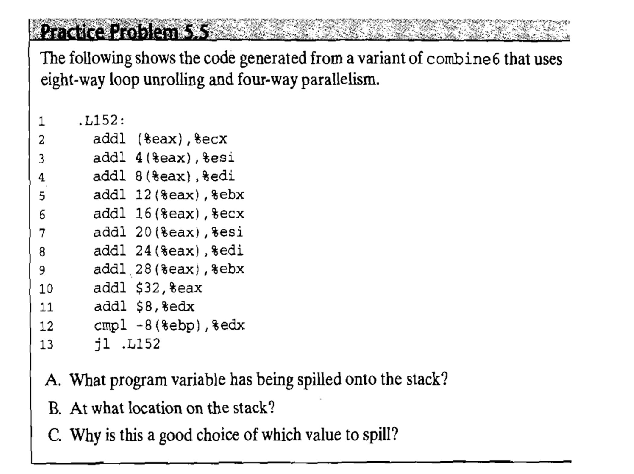 Solved The following shows the code generated from a variant | Chegg.com