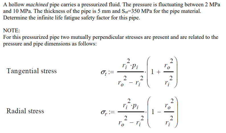Solved A hollow machined pipe carries a pressurized fluid. | Chegg.com