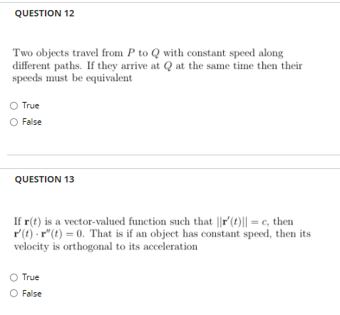 Solved QUESTION 12 Two objects travel from P to Q with | Chegg.com