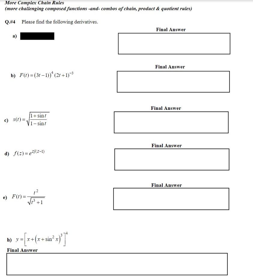 Solved More Complex Chain Rules (more challenging composed | Chegg.com