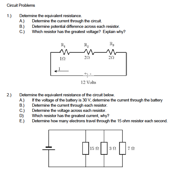 Solved Circuit Problems 1) Determine the equivalent | Chegg.com