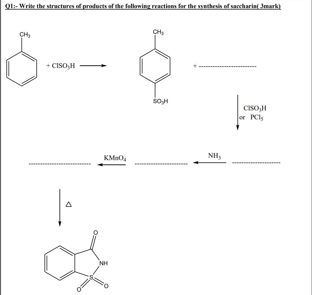 Solved Q1 Write The Structures Of Products Of The 