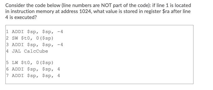 Solved Consider the code below (line numbers are NOT part of | Chegg.com