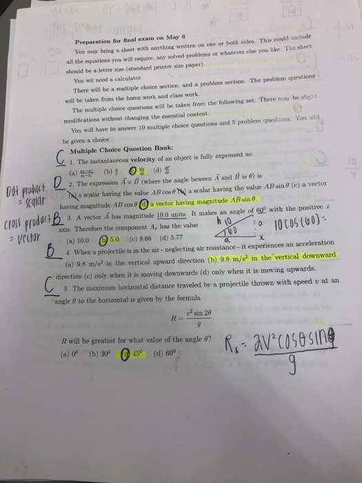 Solved physics 1 final review! Simple conceptual question i | Chegg.com