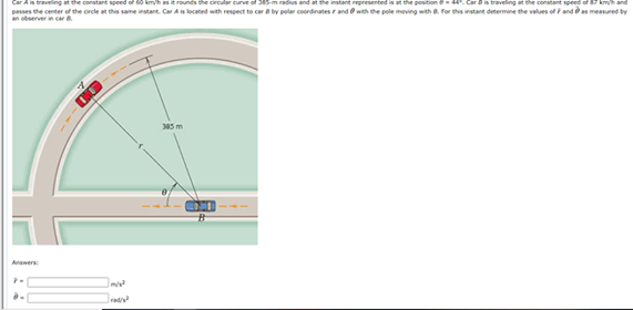 Solved At the instant illustrated, car B has a speed of 35 | Chegg.com