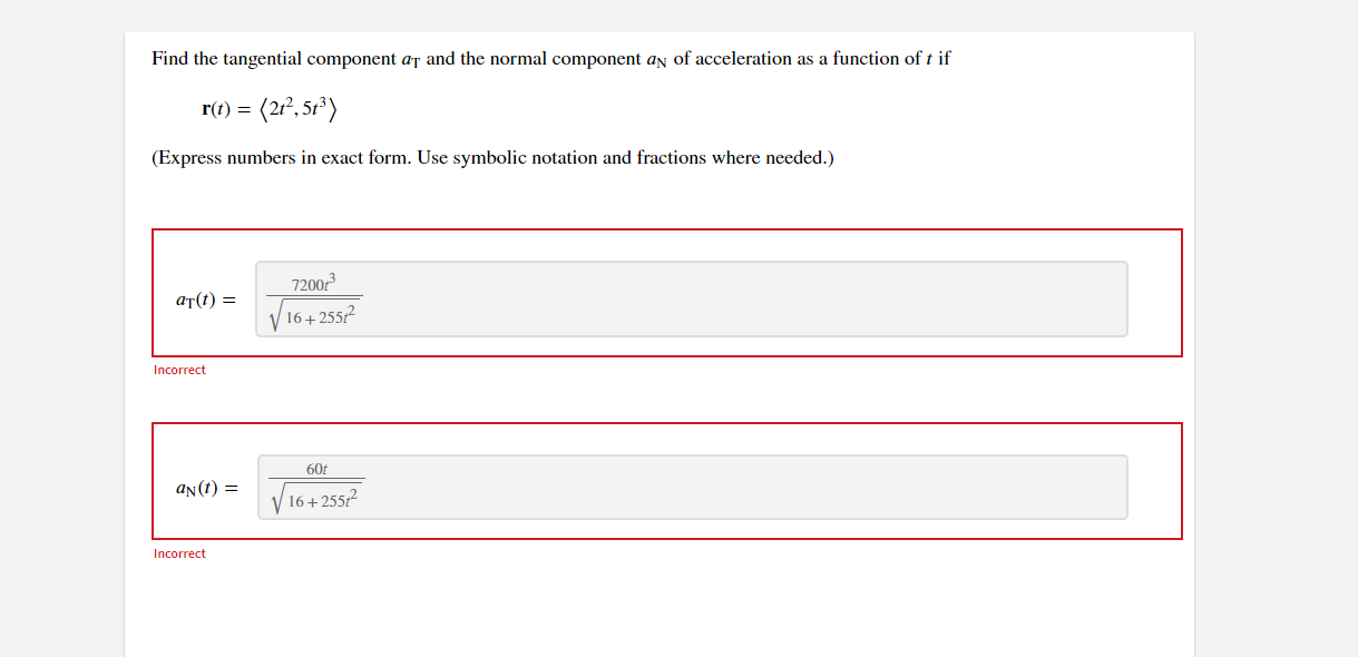 Solved Find the tangential component aT and the normal | Chegg.com