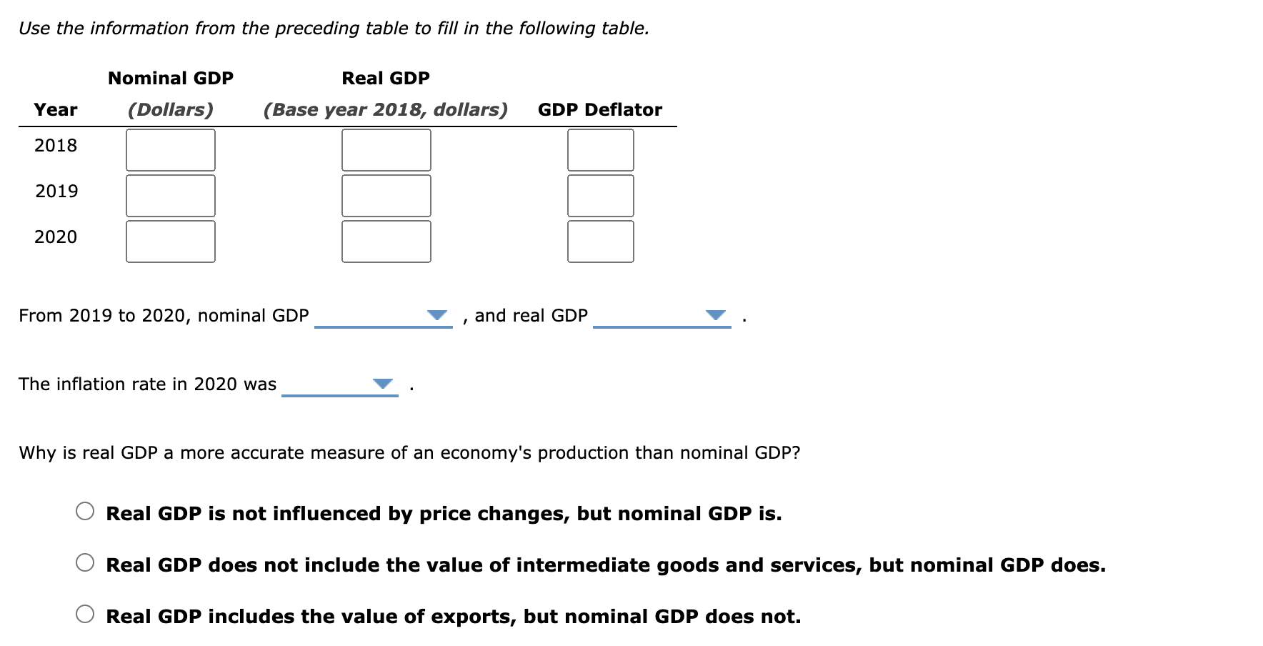 Solved 5. Real versus nominal GDP Consider a simple economy | Chegg.com