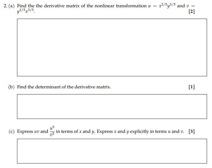 Solved (a) Find the the derivative matrix of the nonlinear | Chegg.com