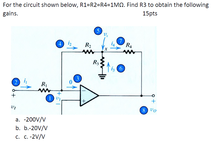Solved For the circuit shown below, R1=R2=R4=1MS. Find R3 to | Chegg.com