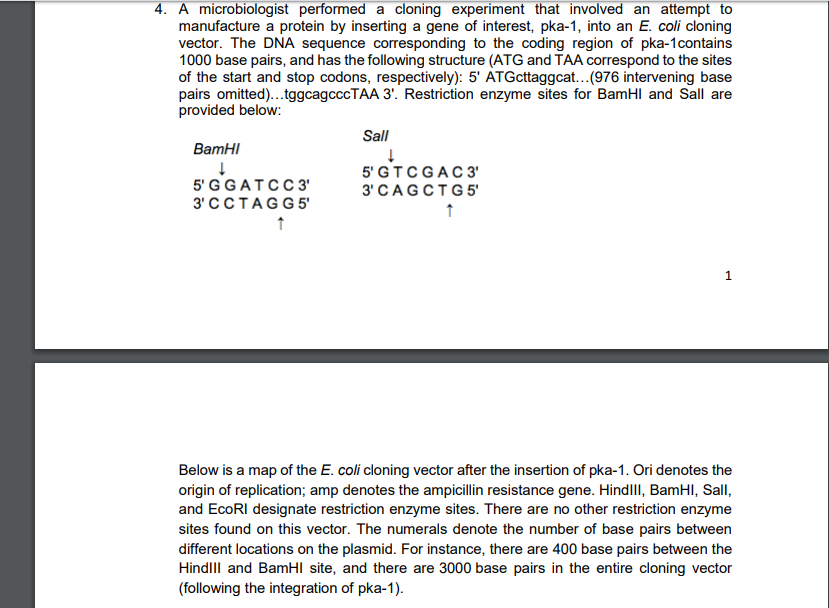 Solved 4. A microbiologist performed a cloning experiment | Chegg.com