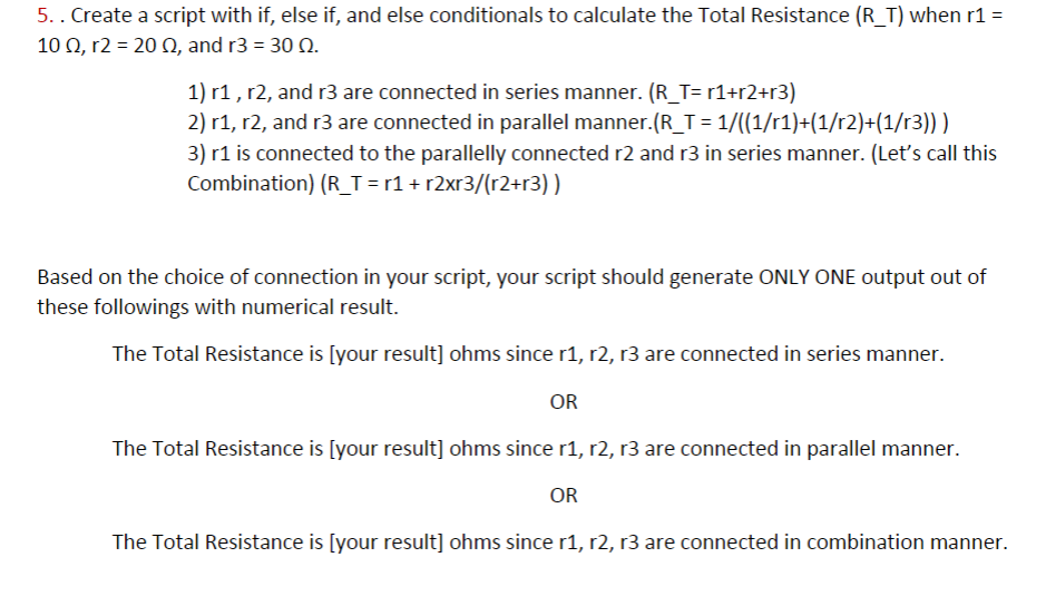 Solved 5 Create A Script With If Else If And Else 4646