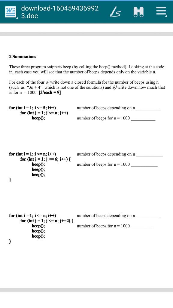 Solved wa download-160459436992 3.doc Is H IIT 2 Summations | Chegg.com