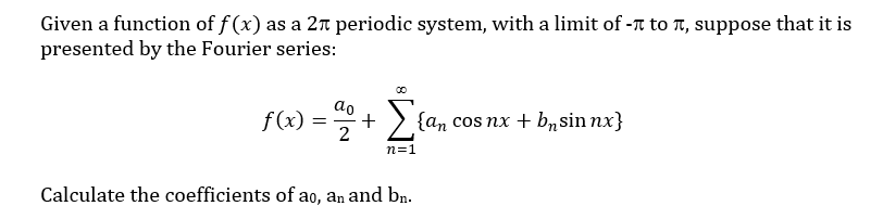 Solved Given a function of f(x) as a 2π periodic system, | Chegg.com
