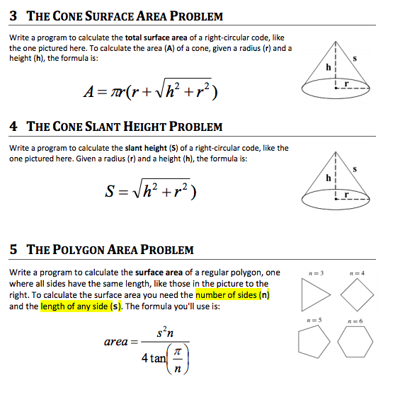 Cone Surface Area Problems