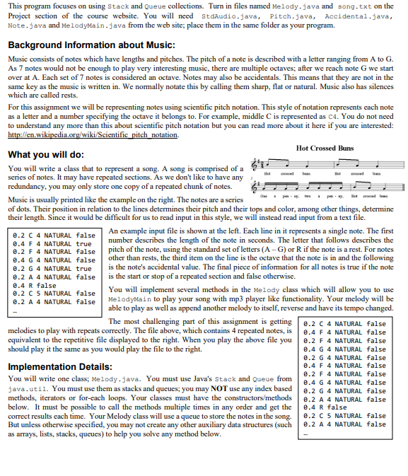 Solved Complete the class Melody.java based on the | Chegg.com