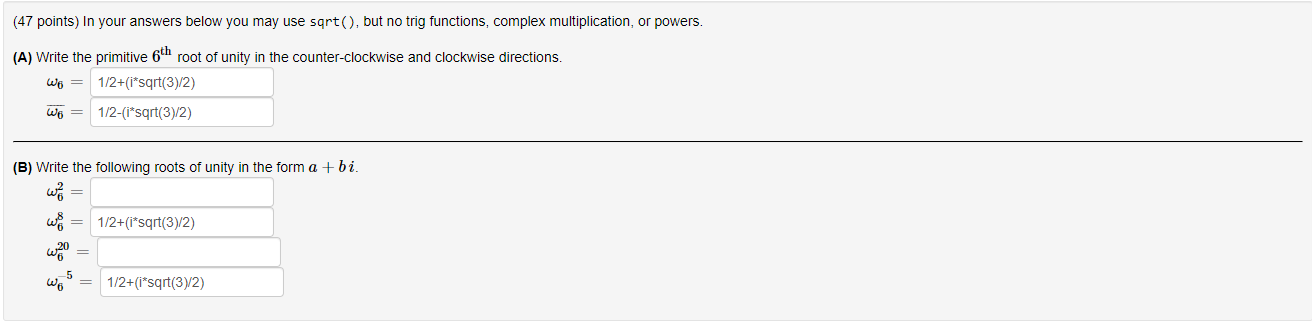 Solved 47 Points In Your Answers Below You May Use Sqrt
