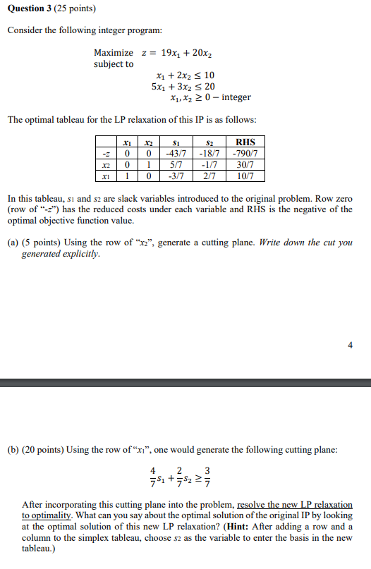 Solved Question 3 (25 points) Consider the following integer | Chegg.com