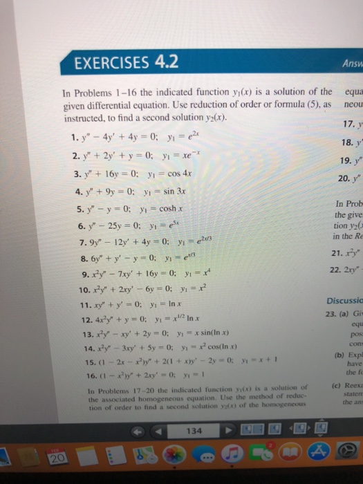 Solved EXERCISES 4.2 Answ In Problems 1-16 the indicated | Chegg.com