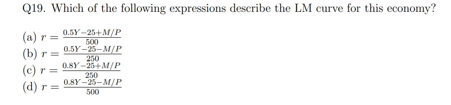Solved D: Closed Economy IS-LM-FE model (30 marks] The | Chegg.com
