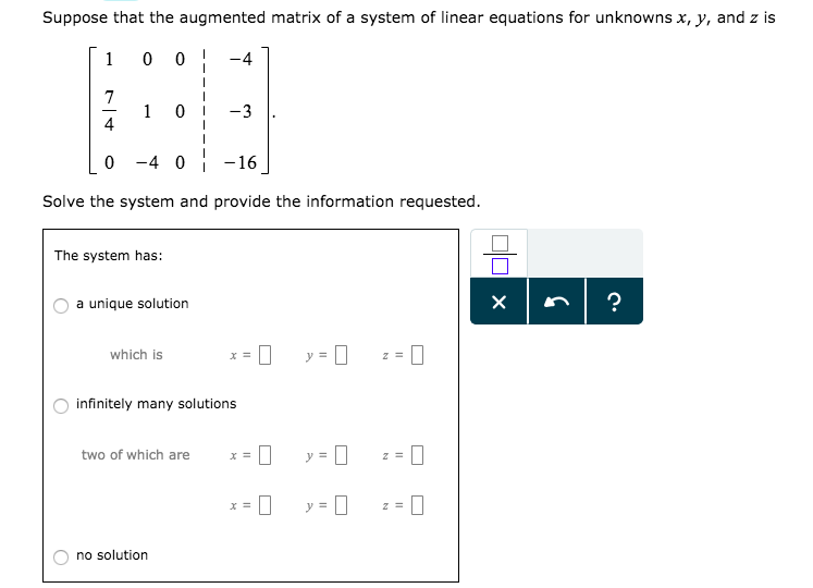 Solved Suppose that the augmented matrix of a system of | Chegg.com