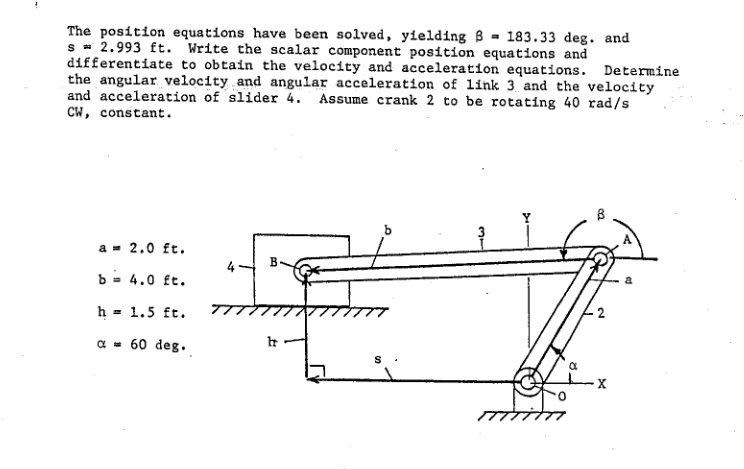 Solved The position equations have been solved, yielding B = | Chegg.com