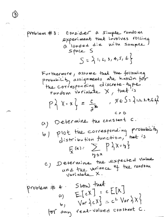 Solved problem \#3: consider a simple random experiment that | Chegg.com
