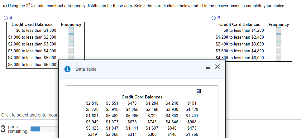 Solved a) Using the 2k n rule, construct a frequency | Chegg.com