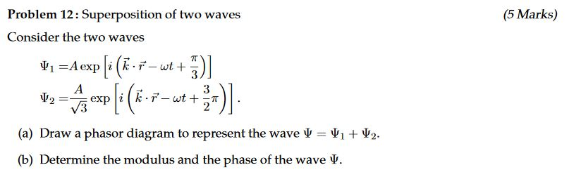 Solved Problem 12: Superposition of two waves (5 Marks) | Chegg.com