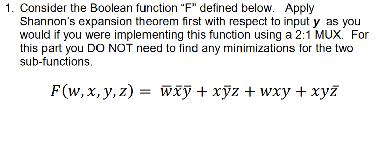 Solved 1. Consider the Boolean function "F" defined below. | Chegg.com