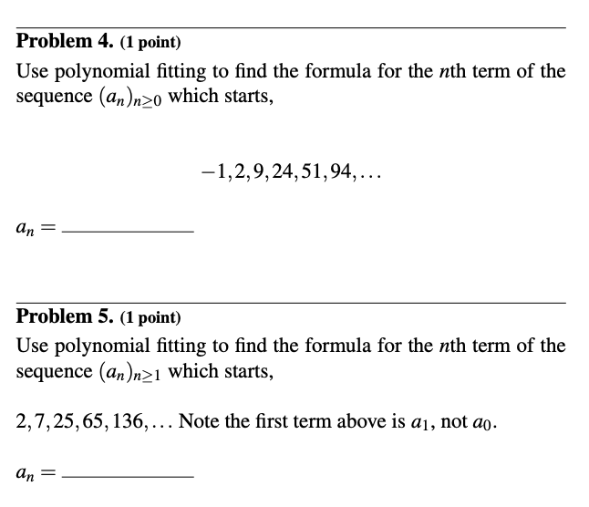 Solved Use polynomial fitting to find the formula for the | Chegg.com