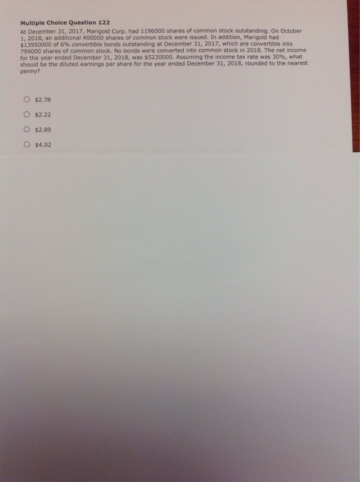 Solved Multiple Choice Question 122 At December 31, 2017, | Chegg.com Solved Multiple Choice Question 122 At December 31, 2017, | Chegg.com